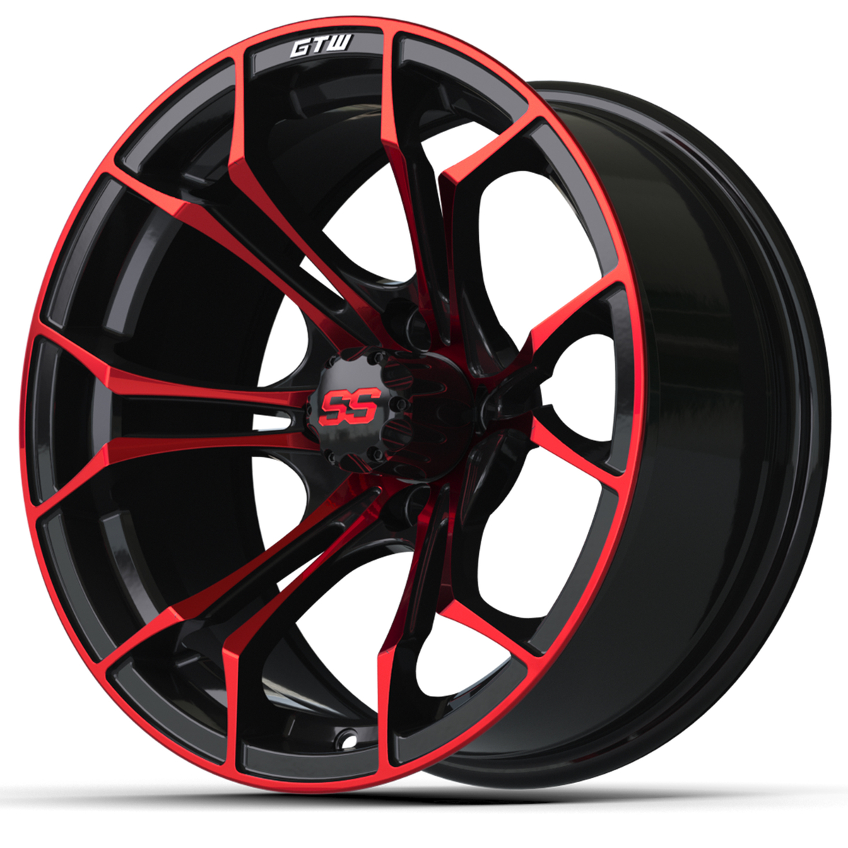 15″ GTW® Spyder Wheel – Black with Red - Par West Turf