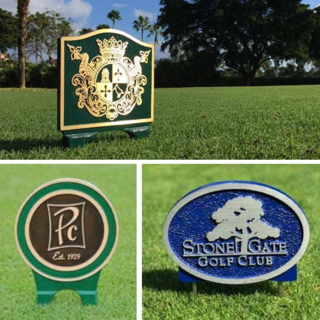 Custom Logo Tee Markers - Cast Bronze or Aluminum - Par West Turf