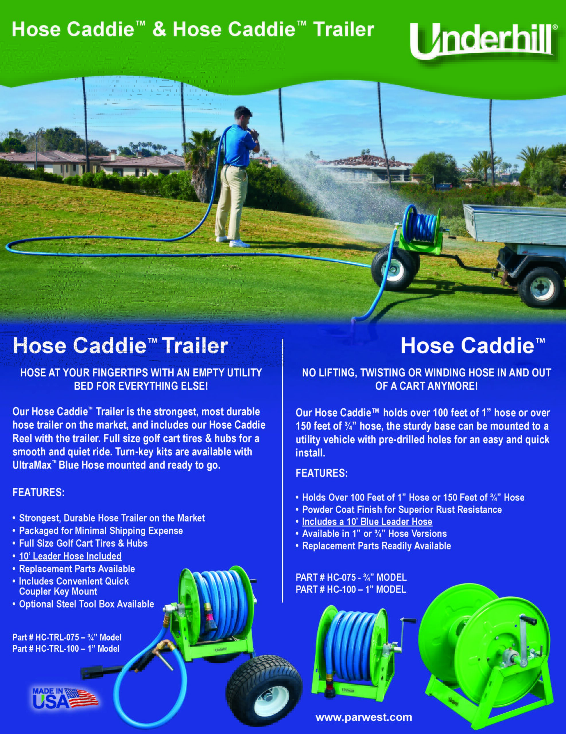 Underhill International 100' & 150' Hose Caddie - Metal Hose Reel For 1 ...