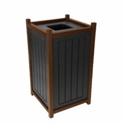Square Trash Containers - Recycled Lumber - Par West Turf